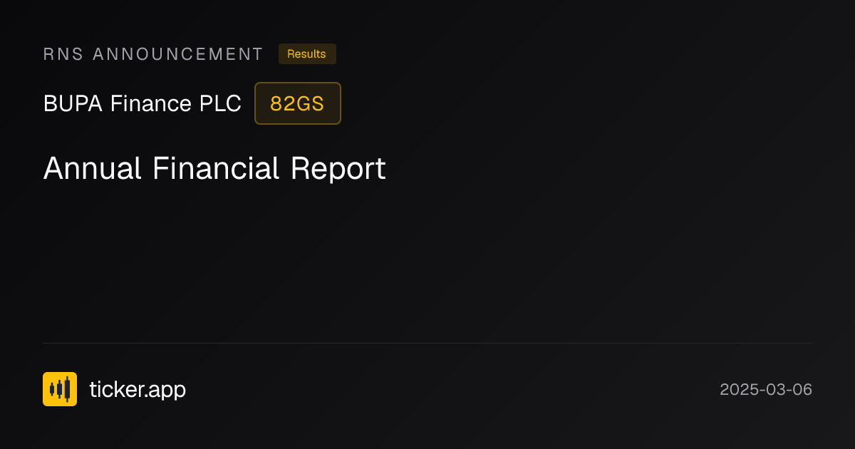 Annual Financial Report | RNS | Ticker